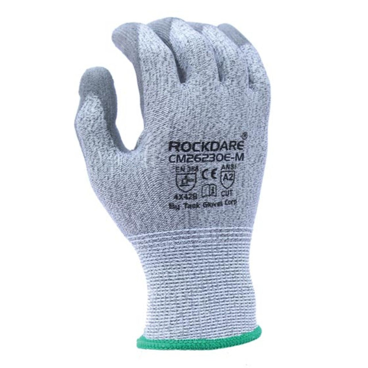 TASK CUTMAN 13G ANSI A2 Cut Resistant Polyurethane Coated Gloves, Gray ...